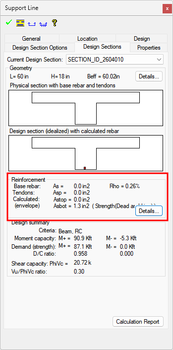Calculated Reinforcement