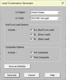 Loads - Load Combinations