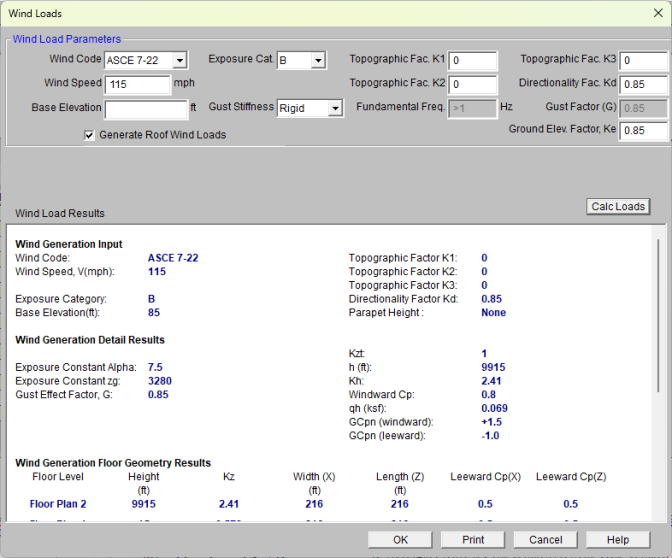Load Generation - Wind Loads